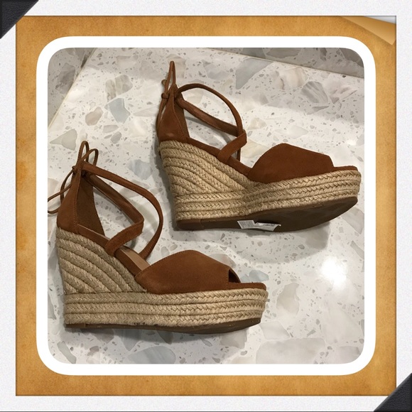 UGG | Shoes | Ugg Reagan Chestnut Suede Wedge Sandals | Poshmark